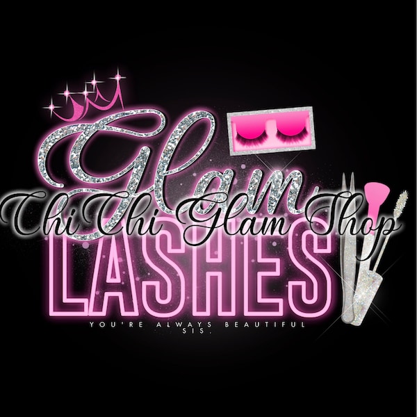 Lash Logo, DIY Logo Design Template, Eyelash Logo, Pink Neon Logo ...