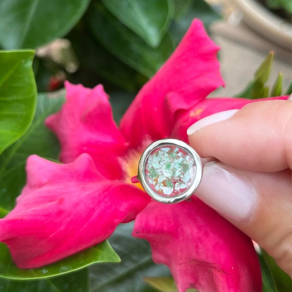 Hawaiian Rainbow Shell Resin Ring, 14K Gold Filled, Sterling Silver ...