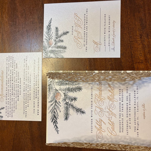 Simple Elegant Winter Wedding Invitation Personalized Pine Tree ...