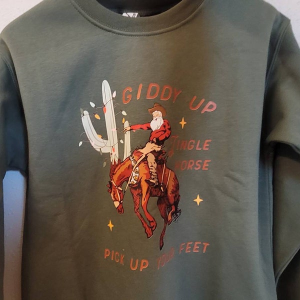Cowboy Christmas Sweater, Giddy up Jingle Horse Pick up Your Feet, Howdy Country Christmas Horse ...