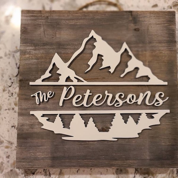 Mountain Monogram SVG, Forest Split Name Frame SVG Cut File. Mountains ...