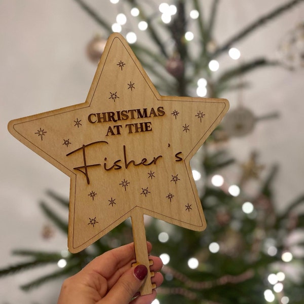 Personalised Scandi Wooden Christmas Tree Topper - Etsy
