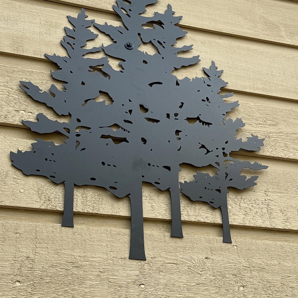Pine Tree Metal Wall Art, Cedar Tree Metal Sign Large Outdoor Wall Art ...