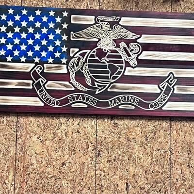 Rustic American Marine EGA Wooden Flag Custom Made From - Etsy