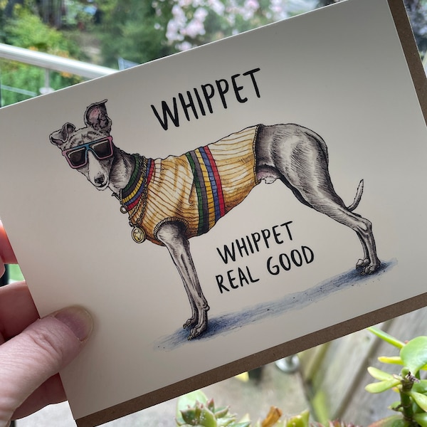 Whippet Card - Whippet - Whippet Greyhound - 80s Birthday Card - Dog ...