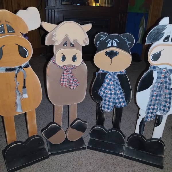 E-PATTERN Critter Stick Leg Collection Small Cow Stander Wood Craft DIY ...