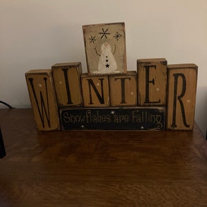 Winter Snowflakes Are Falling Primitive Block Sign - Etsy