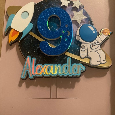 Topper de pastel espacial, fiesta de cumpleaños espacial, decoración de ...