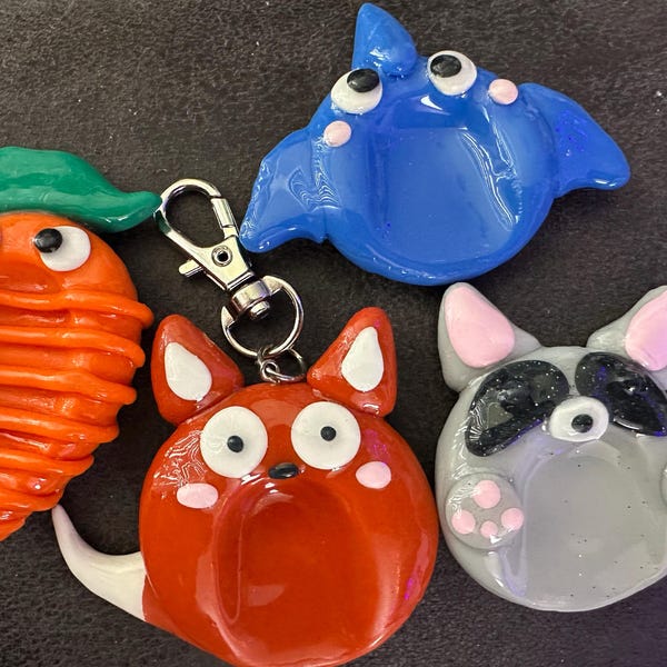 Orange Kitty Cat Worry Stone Keychain Charm Kawaii Fun Smooth Bumpy ...