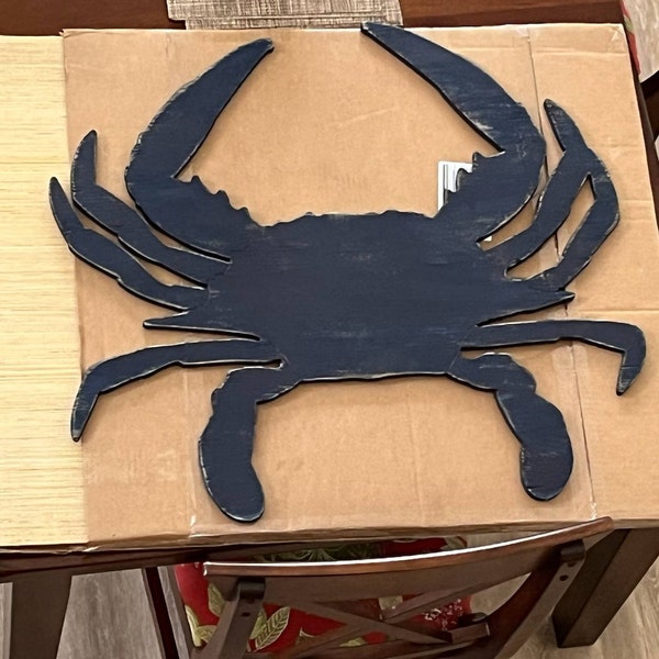 Beach Crab Sign Wooden Giant Crab Wall Art Beach Coastal Sign Nautical ...