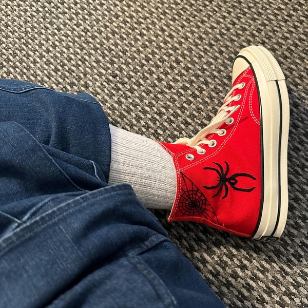 Custom Embroidered Converse/spiderweb Embroidered Shoes/converse High ...