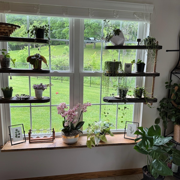 Swivel Shelf With Drip Groove for Window or Wall, Industrial Pipe Shelf ...