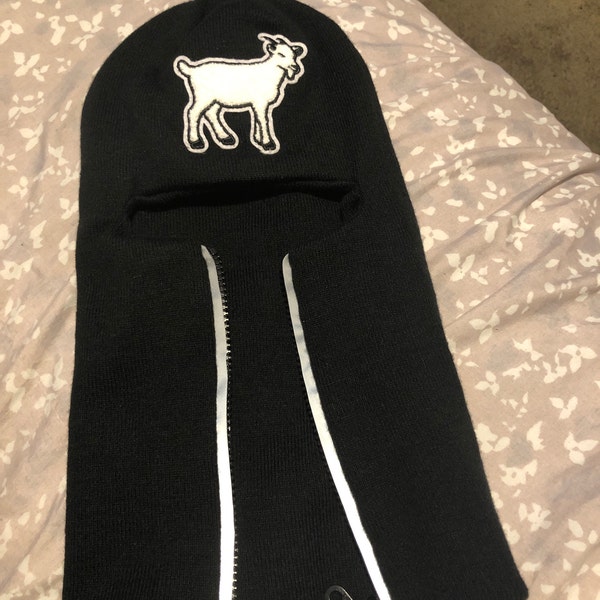 Black Reflective Zip up Balaclava With 3 White Goats Ski Mask - Etsy
