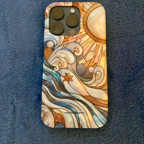 Waves & Sun Rays Stained Glass Illusion Print Magsafe Phone Case for ...