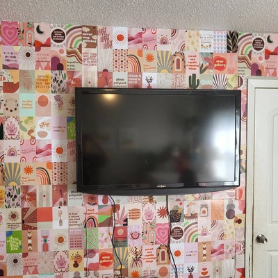 100 Pcs Boho Pastel Colors Wall Collage Kit, Green and Brown Collage ...