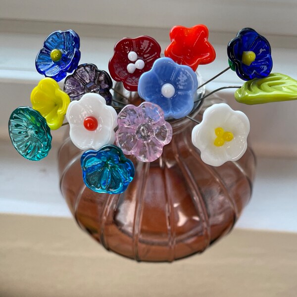 SUMMER BRIGHT Bouquet Bright Colors Glass Flower Bouquet, Tiny, Small ...
