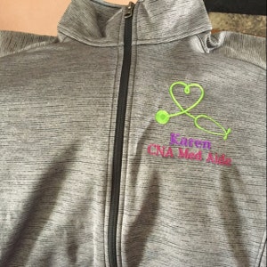 Personalized Ladies Nurse/doctor Embroidered Full Zip Jacket, LPN, CNA ...