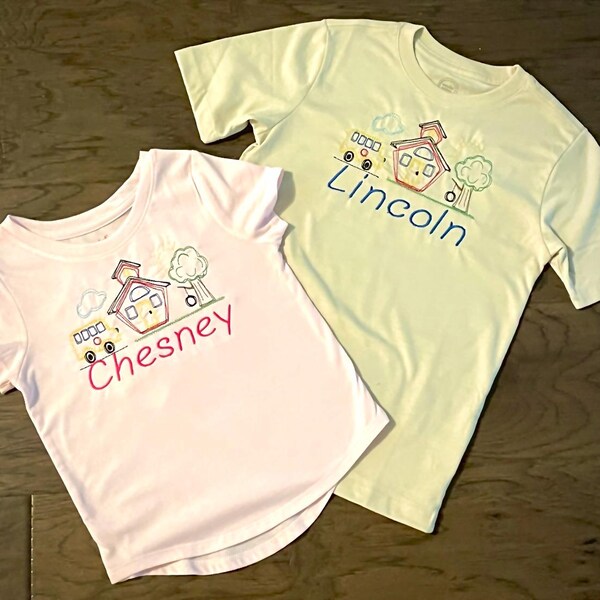 BUNDLE Squiggly Back to School Bus, School House, Tree With Swing Trio ...