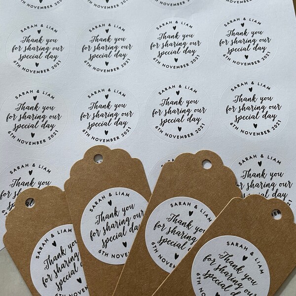 Thank You Stickers, Thank You for Sharing Our Special Day Stickers ...