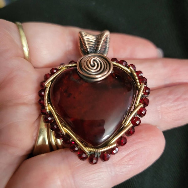Red Flash Labradorite Gemstone Pendant Copper Wire Wrapped Pendant ...