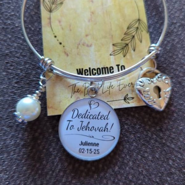 Personalized JW Baptism Gift "dedicated to Jehovah" Pearl Heart Charm ...