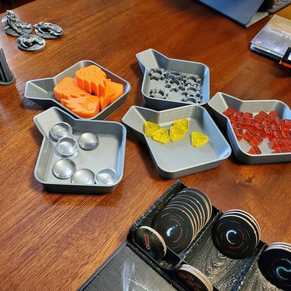 Stackable Board Game Token Trays With Bagging Funnel - Set of Eight (8 ...