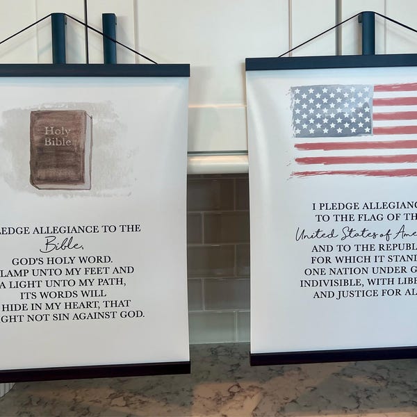 Pledge of Allegiance Print Bundle // United States, Christian Flag, and ...