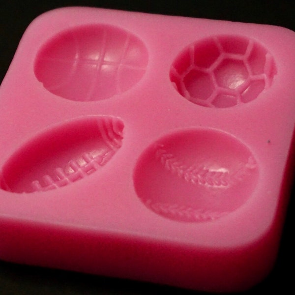 SPORTS BALLS MOLD, Silicone Fondant Mold, Soccer Ball, Tennis Ball ...
