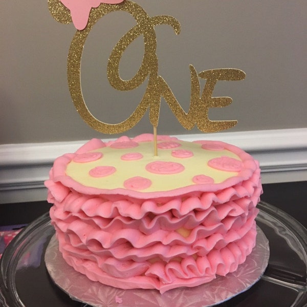 One Minnie Mouse Cake Topper, One Cake Topper, 1st Birthday Minnie ...