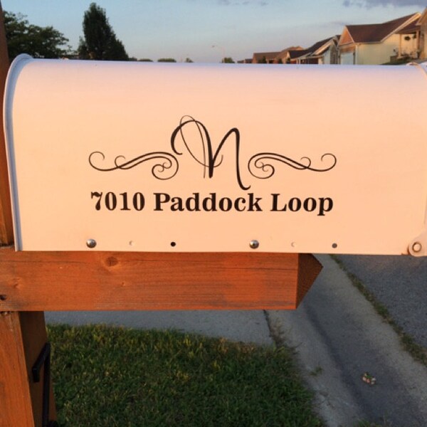 Mailbox Monogram Vinyl Decal, Street Address Decal, Family Name Mailbox ...