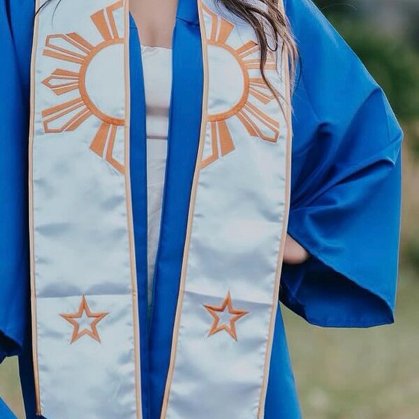 Philippines Flag Embroidered Graduation Stole | Sash | Scarf | Filipino ...