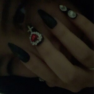 Stiletto White Emo/goth Iridescent Press on Nails With Silver - Etsy