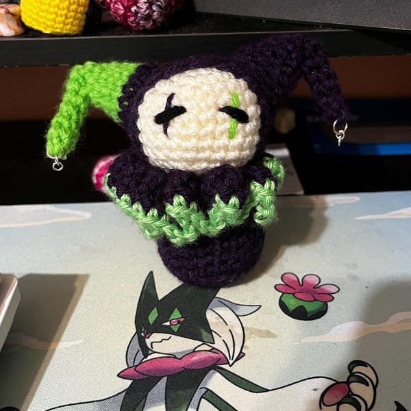 Handmade Mini Pink and Magenta Crochet Jester Plushie – Whimsical ...