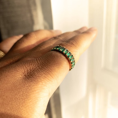 Emerald Eternity Ring, Eternity Ring, Minimalist Emerald Band ...