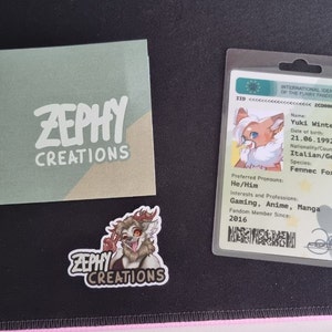 Personalized Furry Fandom ID Card Laminated, With Optional NFC Tag and ...