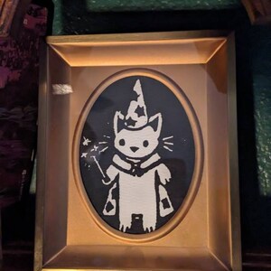 Magical Wizard Cat Linocut Block Print 4 X 6 Mini Print Printmaking ...
