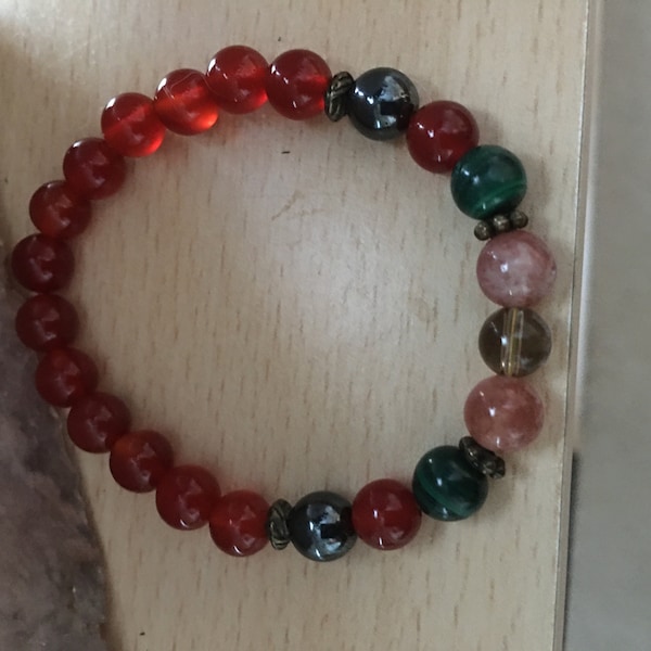 Back Pain Support Beaded Bracelet, 8mm Handmade Healing Stone Bracelet ...