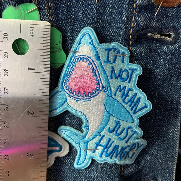 Shark Patch, Embroidered Shark Patch, Iron on Patch, Jaws Patch, I'm Not Mean Just Hungry - Etsy