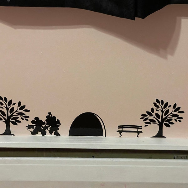 Diy Mouse House SVG - Wall Decoration, Mouse Home With Tree and Bench ...