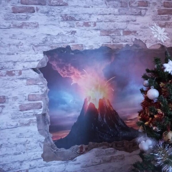 Volcano Eruption Wall Decal Sticker Mural Poster Print Art Home Office ...