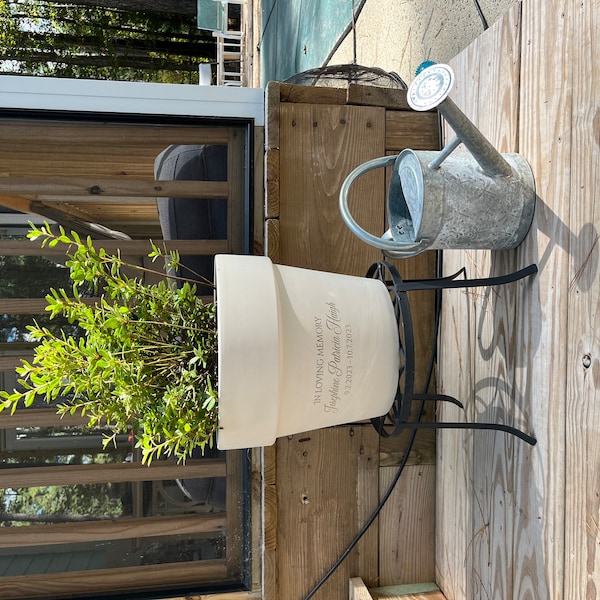 Engraved Memorial Flower Pot: Custom Carved Granite White Terracotta - Etsy