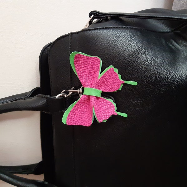 Brown Leather Butterfly Keychain, Butterfly Purse Charm, Butterfly Bag ...