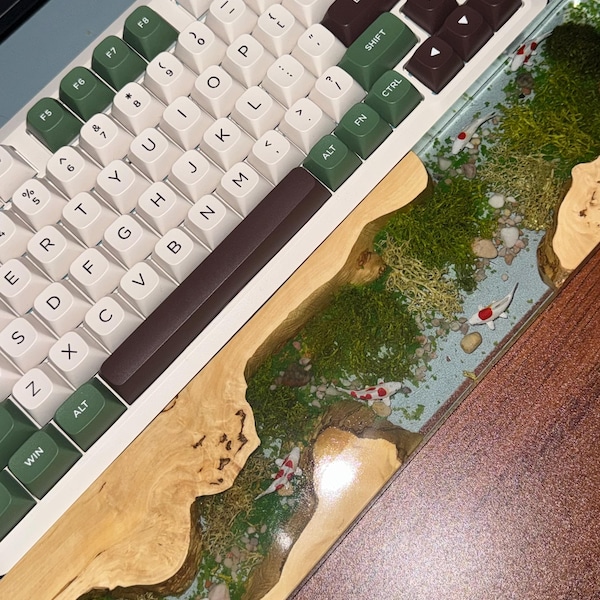 Handmade River Koi Pond Resin Wrist Rest, Wood Keyboard Rest - Etsy