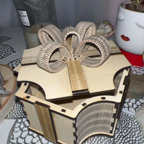 Gift Box Bow, Svg Dxf Files, Design Laser Cutting. Jewelry Box Bow ...