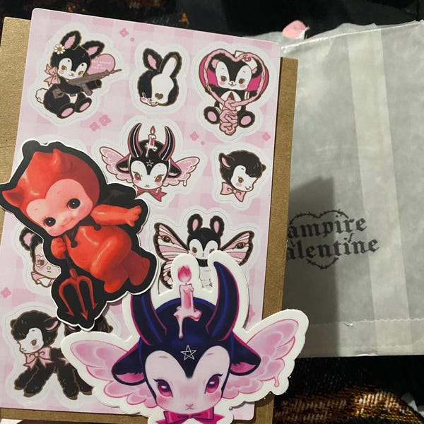 Kewpie Devil Baby Sticker | Creepy Cute Goth Art on Waterproof Vinyl - Etsy