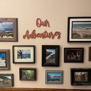 Our Adventures Sign, Adventure Decor, Gallery Wall Signs, Wood Word ...
