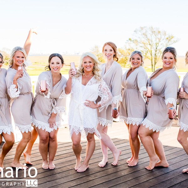 Bridal Lace Sheer Kimono Robe-honeymoon Robe-lace Robe-bride Getting ...