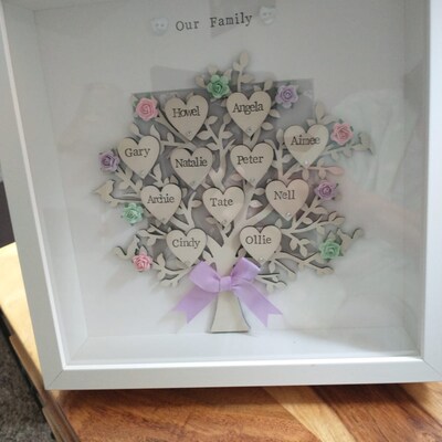 Wooden Personalised Family Tree Box Frame New Home Gift - Etsy UK