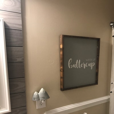 Wash up Buttercup Sign L Kids Bathroom Bathroom Decor Farmhouse Style ...