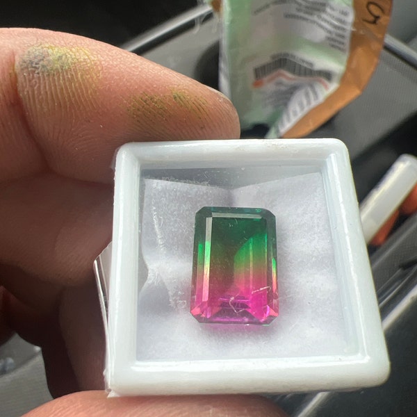 Natural Crystal Watermelon Tourmaline Gemstone Faceted Doublet Bi Color ...